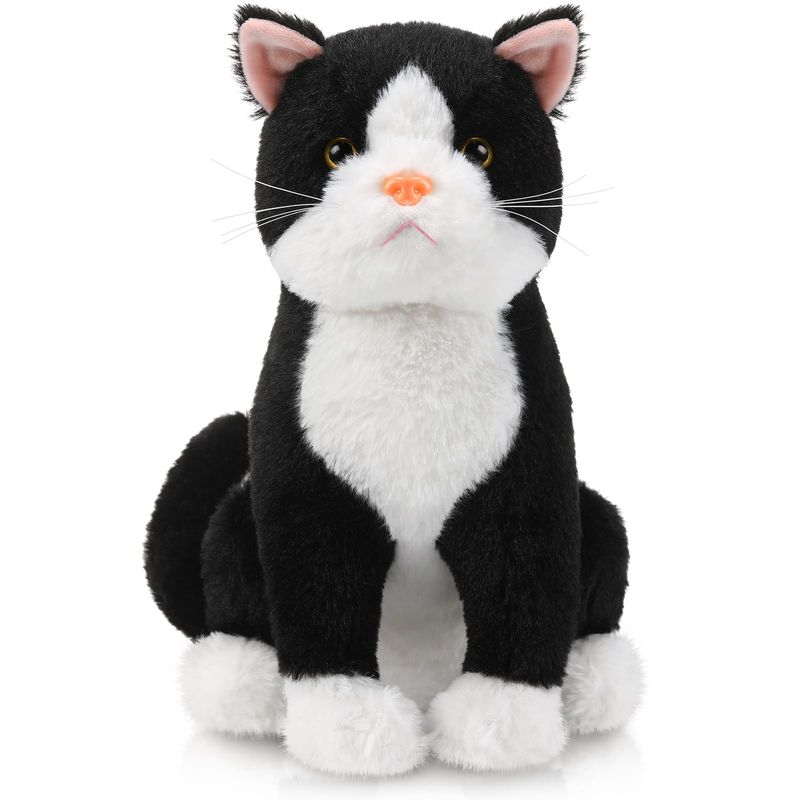 Libima 13 Inch Christmas Tuxedo Cat Stuffed Animal Realistic Black and ...