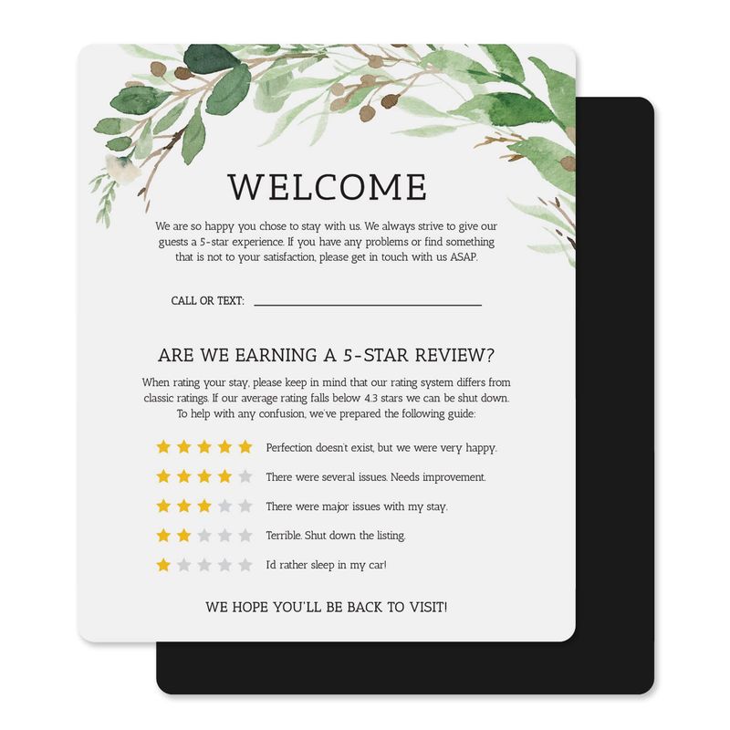 Guest Review Rating Magnet, 5" x 6" Magnetic Welcome Sign, Feedback ...