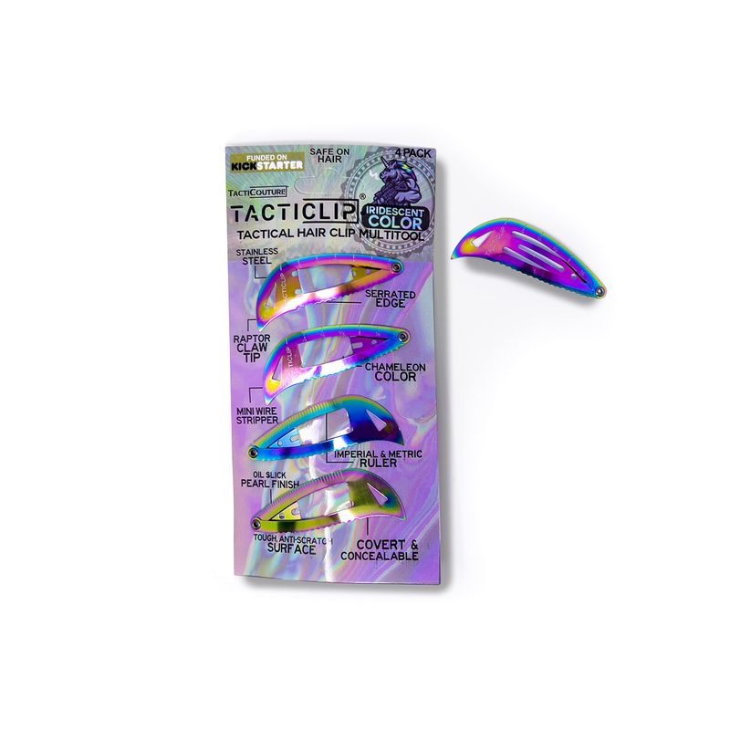 Iridescent Tactical Hair Clips 2.0, 4 Pack - Multitool Snap Barrettes ...