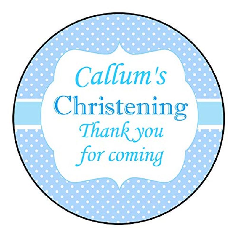 Personalised Christening Stickers For Boys Blue Party Sweet Cone Bag ...