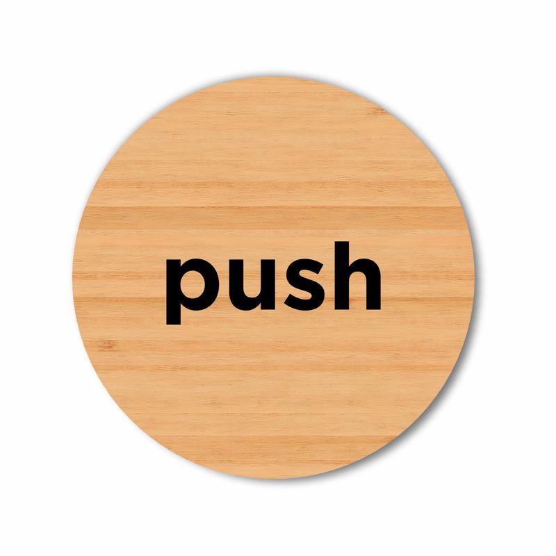 Push Sign – 100 x 100mm – Sustainable Bamboo with Vivid Print, Peel-and ...
