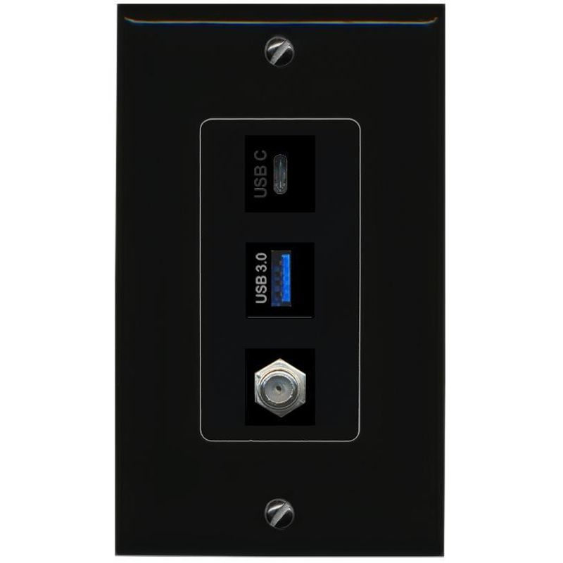 3 Port COAX USB-3 USBC Wall Plate Black DecorZ - Online Marketplace ...