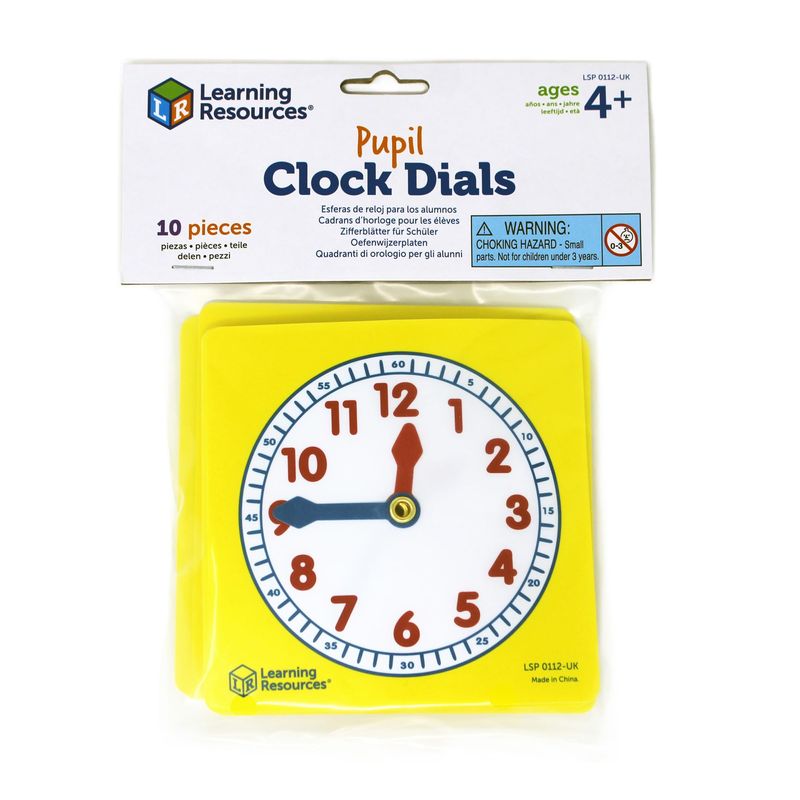 Learning Resources Pupil Clock Dials (Set of 10), Clocks for Kids ...
