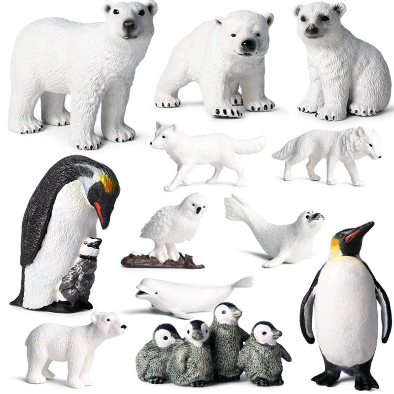 EOIVSH 12PCS Plastic Polar Animals Toy Figures, Realistic Arctic Animal ...