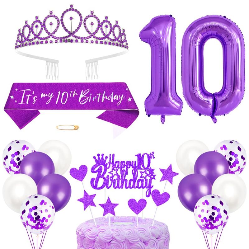 10th Birthday Decorations Birthday Princess Crown Queen Tiara Birthday ...