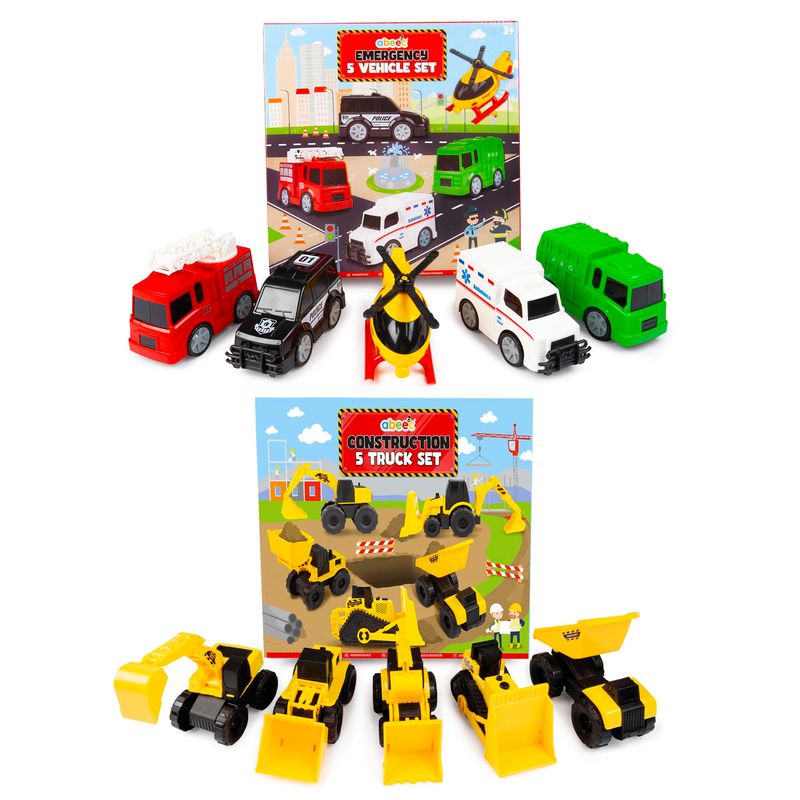 abeec Emergency and Construction Vehicle Toys Bundle - 10-Piece Set ...