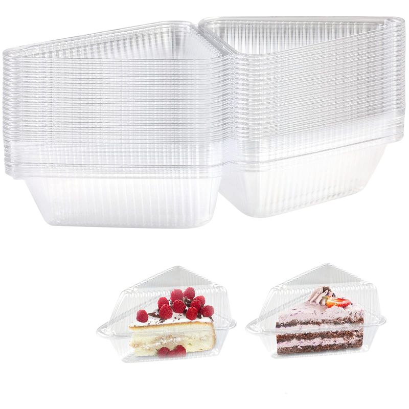 50 Pieces Cake Slice Boxes Individual, Cake Boxes for Cake Portions, Clear Containers for Cake ...