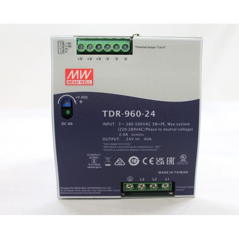 Mean Well TDR-960-24 AC-DC Industrial 3-Phase DIN Rail Power Supply ...