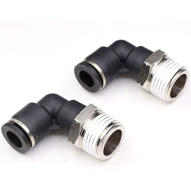 CEKER 5/32" Elbow Male Push Fittings, 90 Degree, 2 Pack, Plastic & Stainless Steel, 1/8" NPT ...