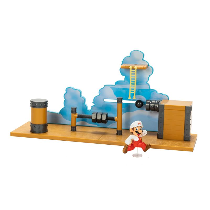 Super Mario Deluxe 2.5in Bowser's Air Ship Playset with Fire Mario ...