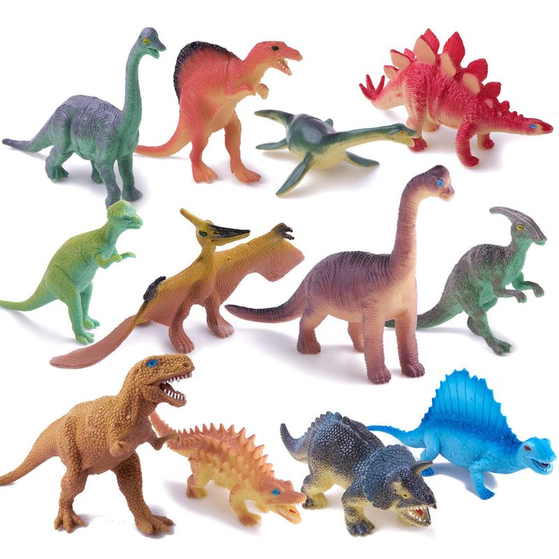 Peruser Dinosaurs Toys 12-Pack 5" to 7" Realistic Dinosaur Figures with Dinosaur Book, kids and ...