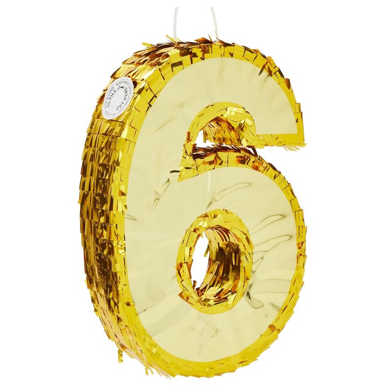 Juvale Gold Foil Number 6 Pinata for 6th Birthday Party Decorations ...