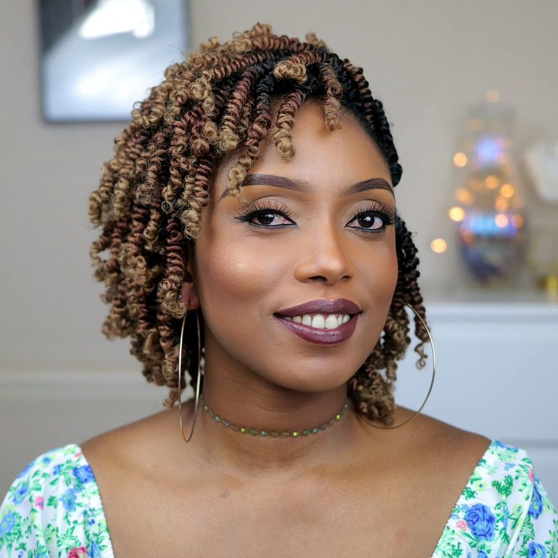 Toyotress Bob Spring Twist Hair - 6 Inch 8 Packs Ombre Brown Blonde Pre ...