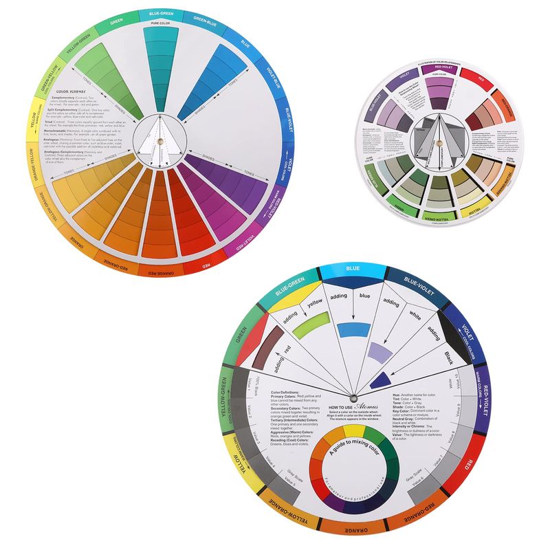 3 Pieces Colour Mixing Wheel, Paint Mixing Guide Color Guide Chart ...