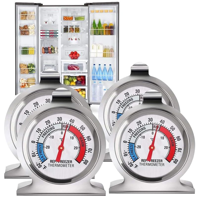 PGKDYC 4-Pack Stainless Steel Refrigerator Freezer Thermometer UK ...