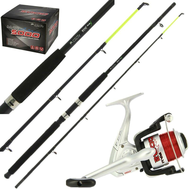 Sea Fishing Boat Max Rod 6FT Yellow Tip + MAR 5000 Sea Reel 2BB with ...
