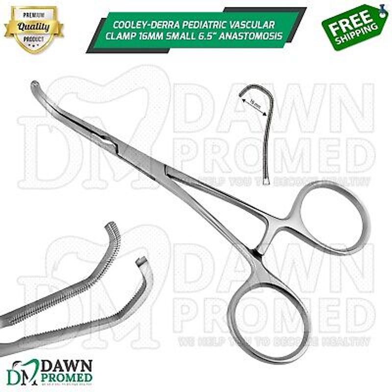 Cooley-Derra Pediatric Vascular Clamps 16mm Small 6.5" For Anastomosis ...