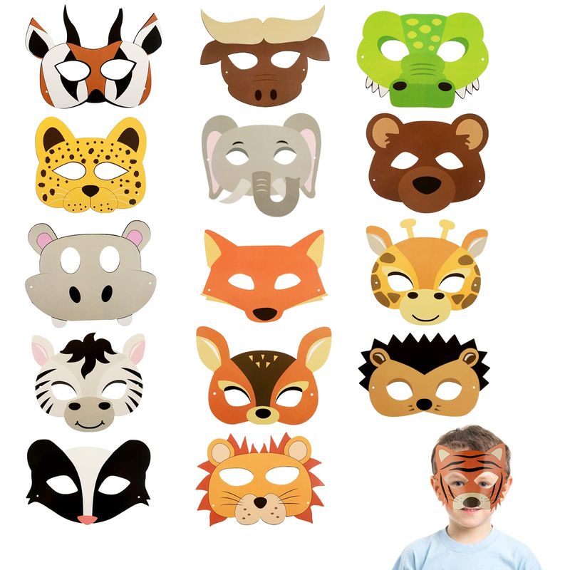 Abeillo 15 Pieces Animal Masks Party Favors Wild Animal Jungle Safari ...