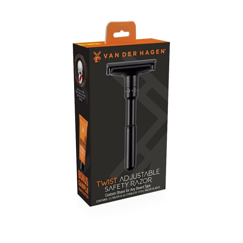 Van Der Hagen Matte Black TWIST Adjustable Razor - EveryMarket