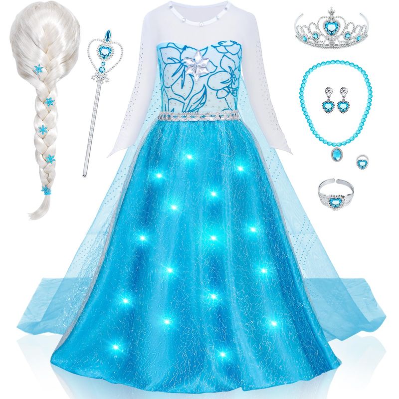 G.C Girls Light Up Elsa Frozen Dress Costume Toddler Princess Dress Up ...