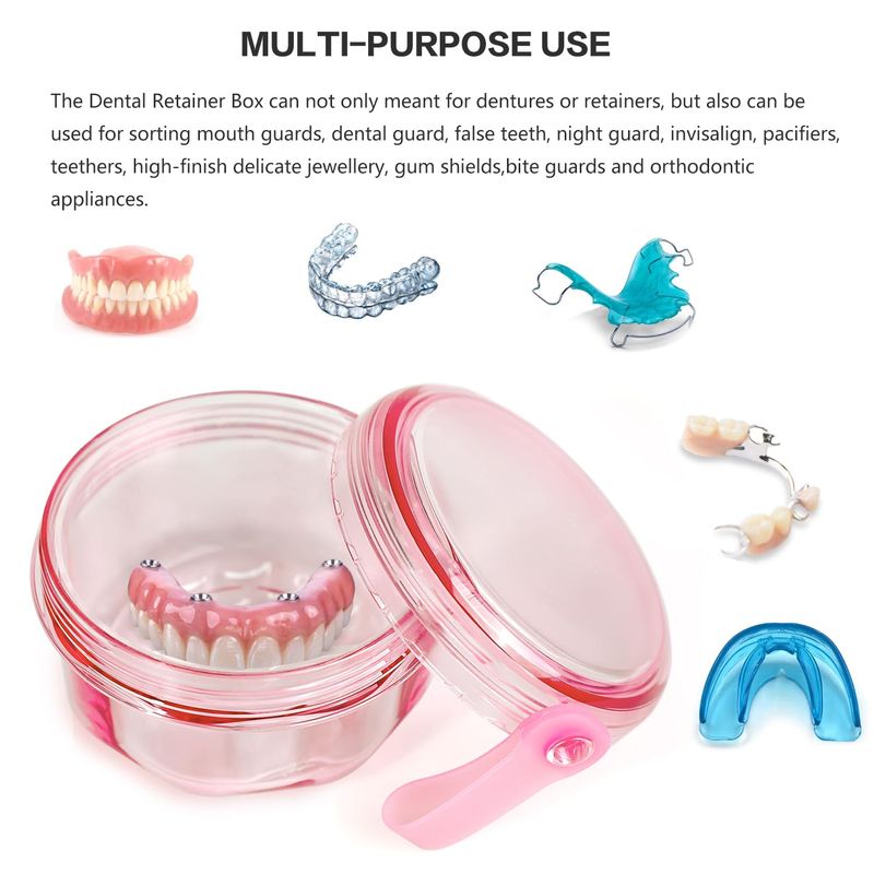 No Leak & Non-Slip Partial Denture Case Retainer Bath Box Cup, Denture ...