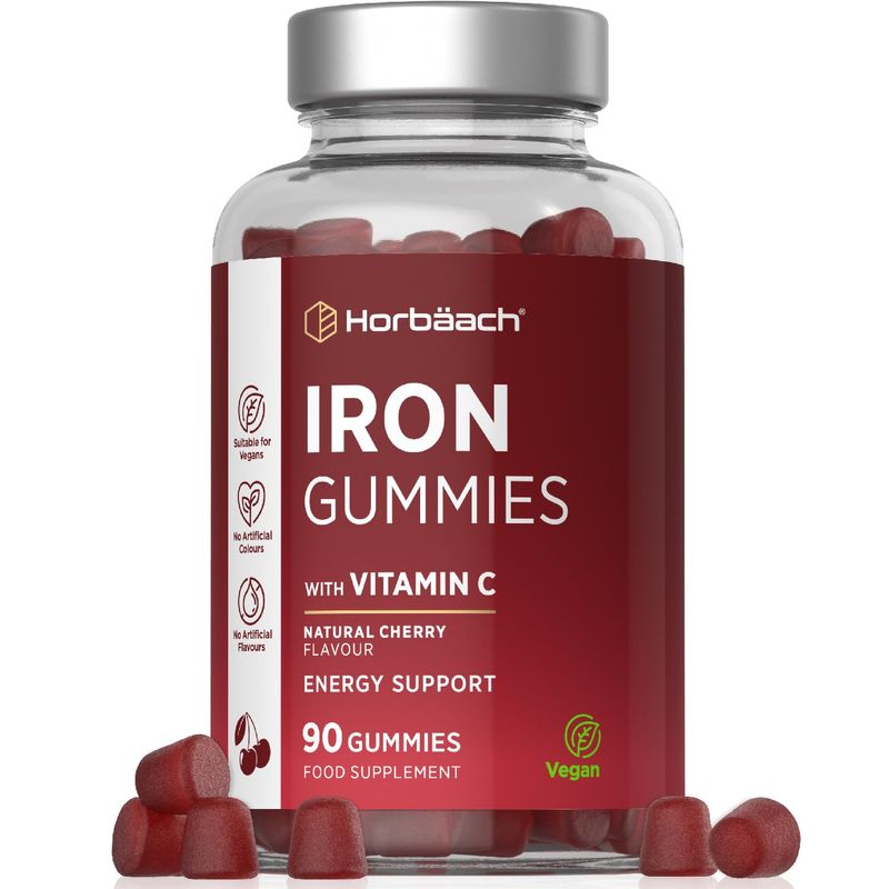 Iron Supplements | 14mg Iron Gummies with Vitamin C | 90 Vegan Gummies ...