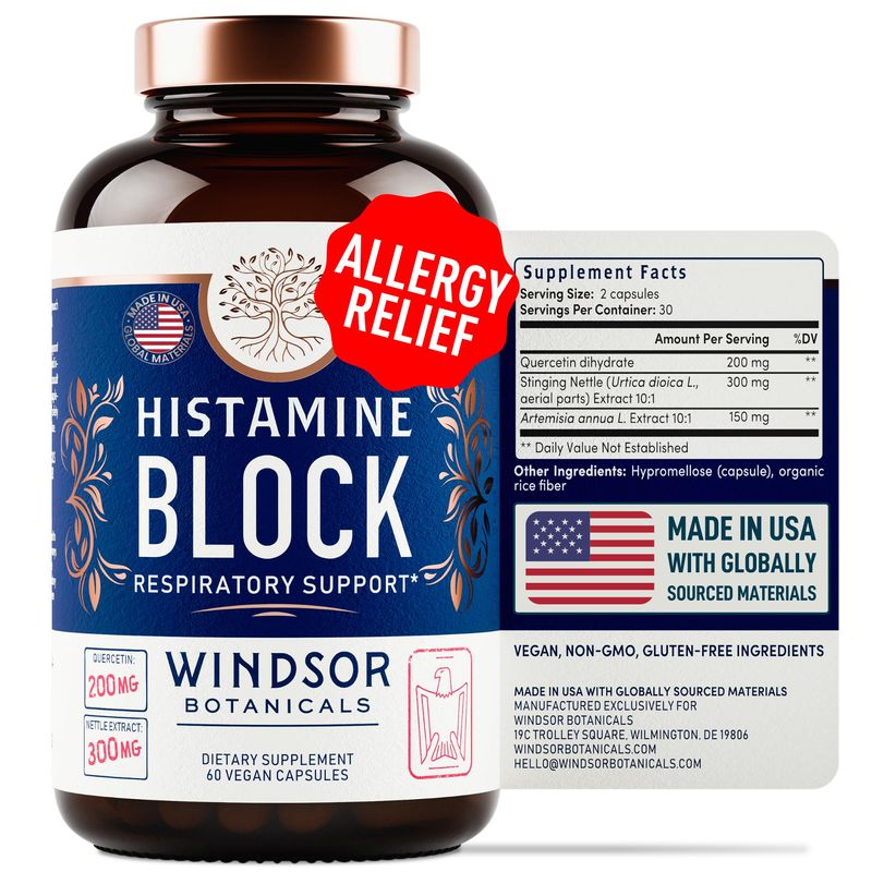 Histamine Blocker for Allergies - Quercetin, Stinging Nettle Flavonoids Natural Antihistamine ...
