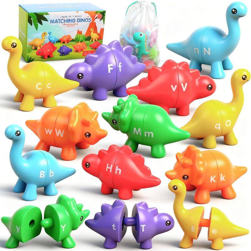 Letters Matching Game Dinosaur Toys 26 Letters Double-Sided ABC ...