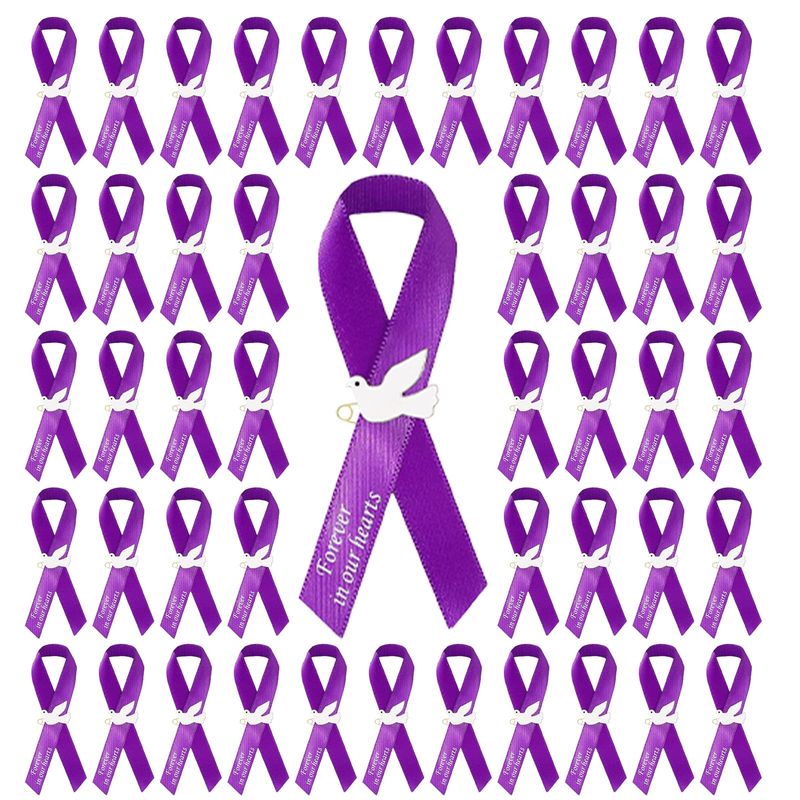 50Pcs Dove Funeral Ribbon Purple Memorial Ribbon, Funeral Ribbon Pins ...