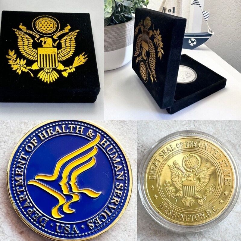 U S Department of Health & Human Services Challenge Coin with velvet ...
