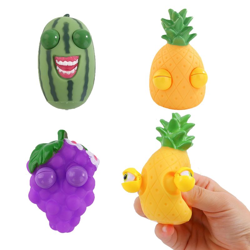 Fruit Squeeze Toys Pop Out Eyes Fidget Watermelon Pineapple Grape Toys 3 Pcs Stress Relief Toys ...