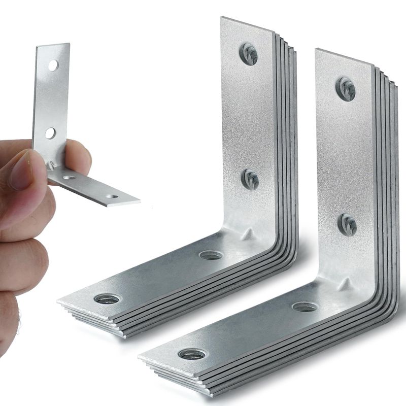 ZAVIA 12Pcs Galvanized Steel L Shaped Brackets for Wood (50mm x 50mm ...