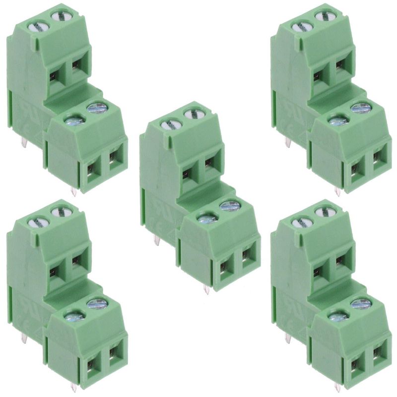 2 Way Double Decker Rising Clamp 3.81mm Terminal Block 15A (Pack of 5 ...