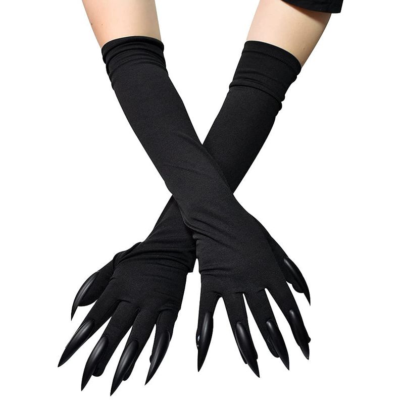 Halloween Costume Paw Gloves Long Fingernails Black Party Gloves Cat ...