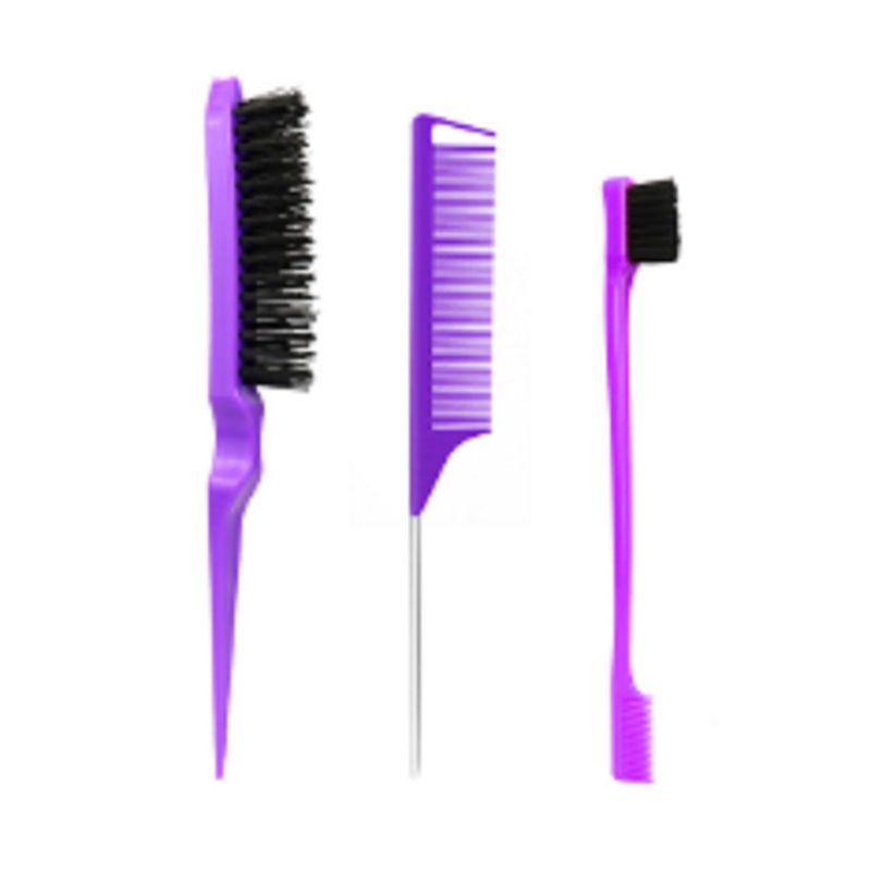 slick back hair brush, Comb Set, purple comb,3 Pcs，Slick Back Brush ...