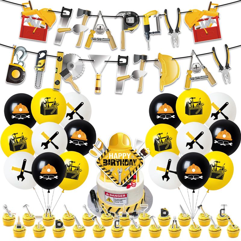 44 Pcs Tools Birthday Party Supplies Includes Tools Happy Birthday ...