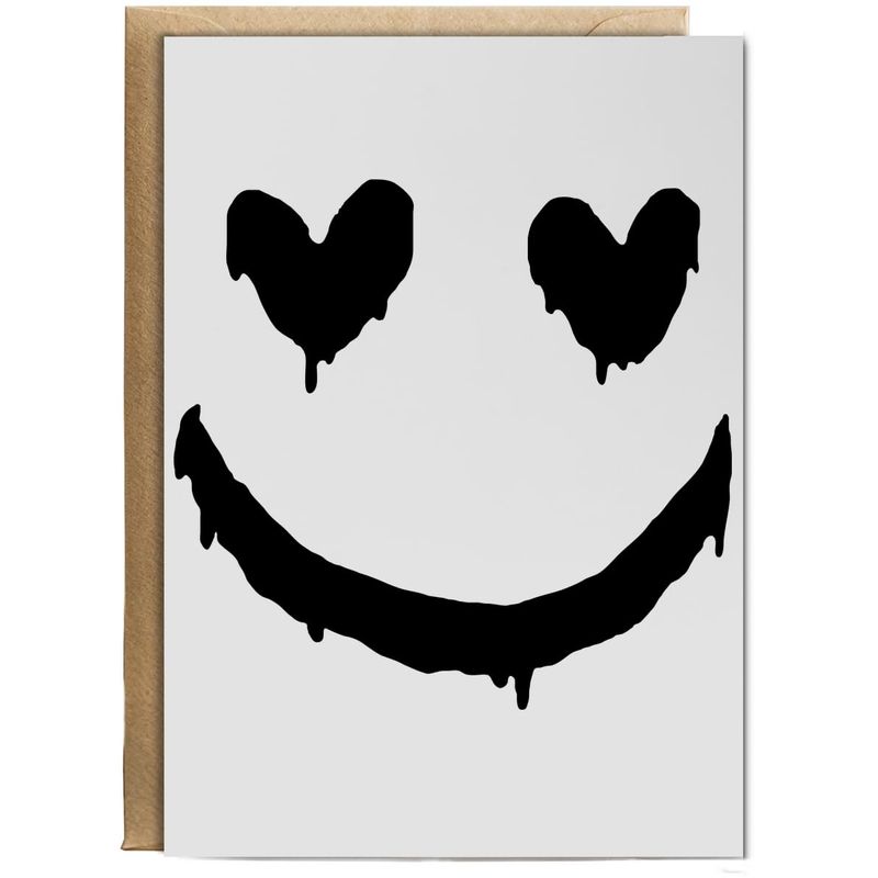 Hippowarehouse Heart Smiling paint drip face Birthday Card A5 ...