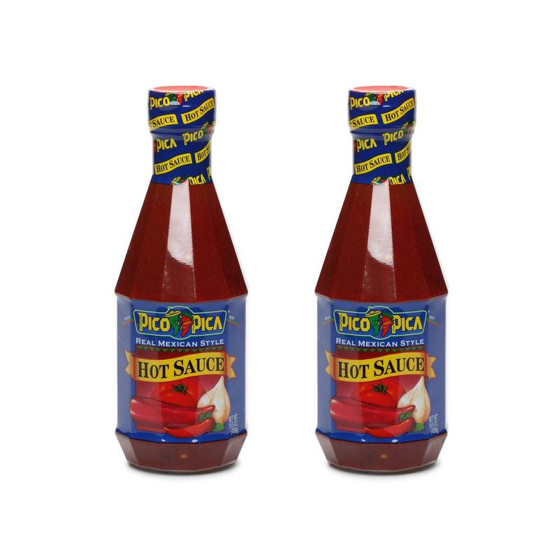 Pico Pica Mexican Hot Sauce 2 Pack - HOT - 15.5 Oz (2 Large Plastic ...
