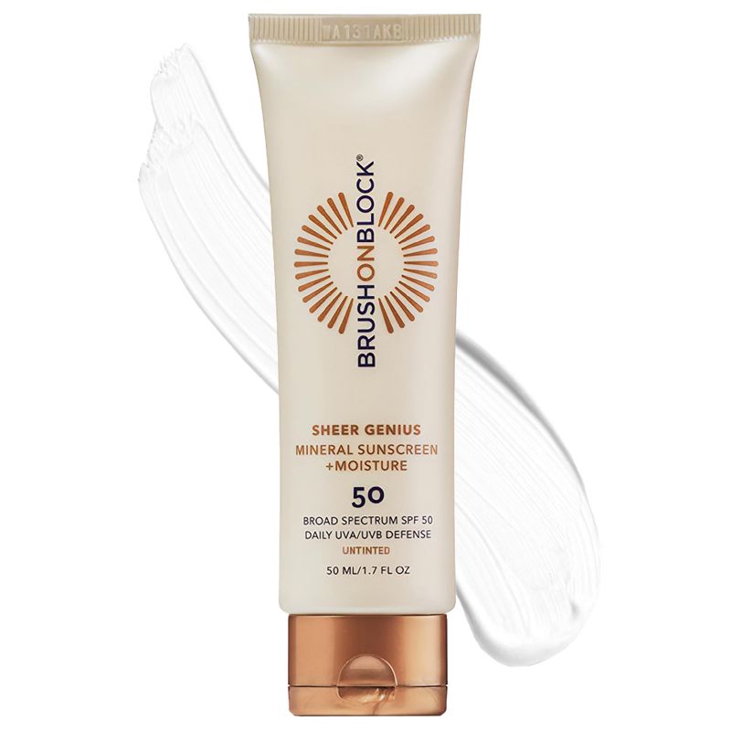 Brush On Block Sheer Genius Mineral Sunscreen plus Moisturizer, SPF 50 ...
