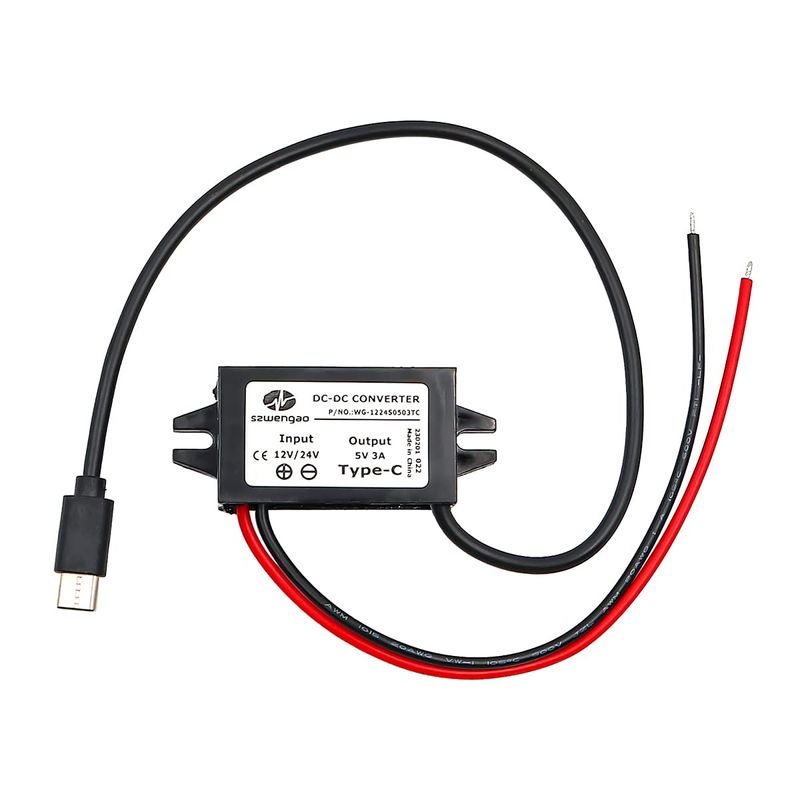 VOANZO 12V to USB Adapter 24/12 to 5V Type C Voltage Regulator for ...