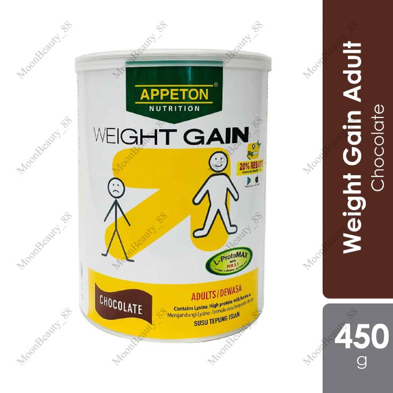 Appeton Weight Gain Powder for Adults Chocolate 450g Increase Body ...
