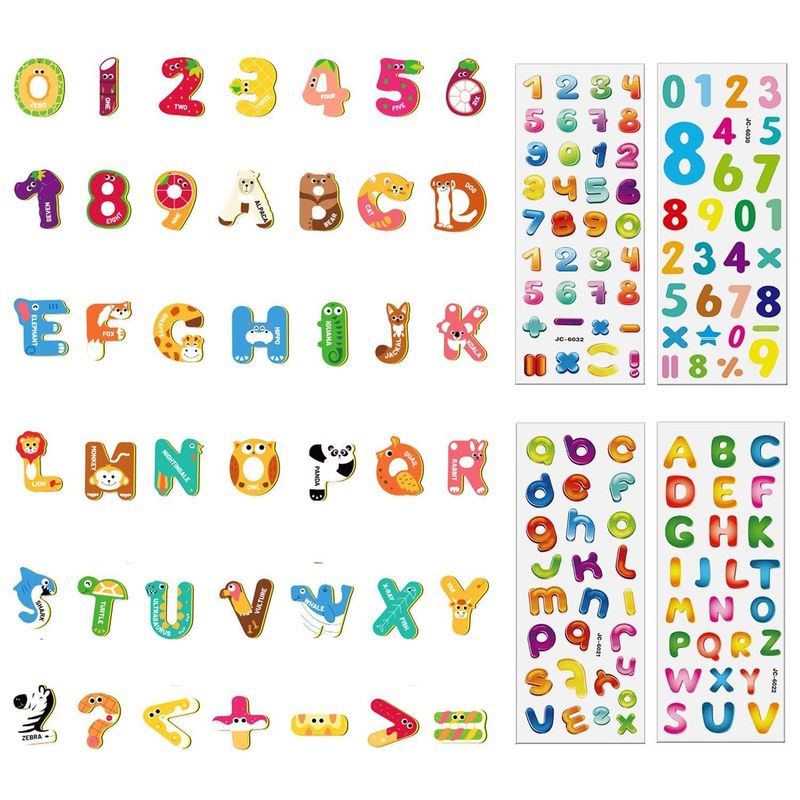 42 Pieces Of Children'S Alphabet Refrigerator Magnets And 4 Alphanumeric Stickers, Creative ...