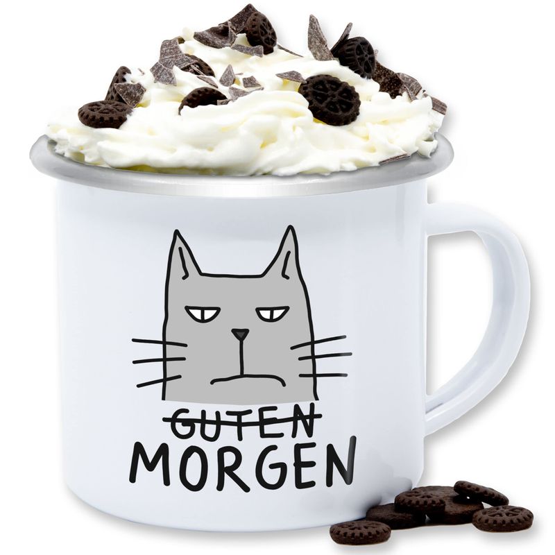 Enamel Tin Mug – Statement Sayings – Guten Morgen Katze – 300 ml ...