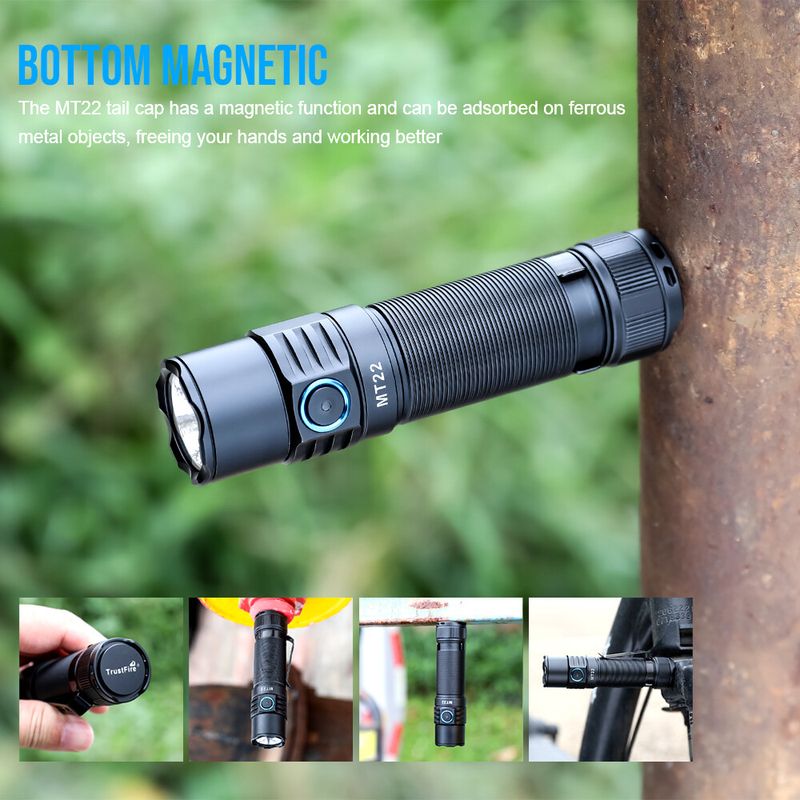 2250 Lumens Magnetic Tactical LED Flashlight USB Magnetic Rechargeable ...