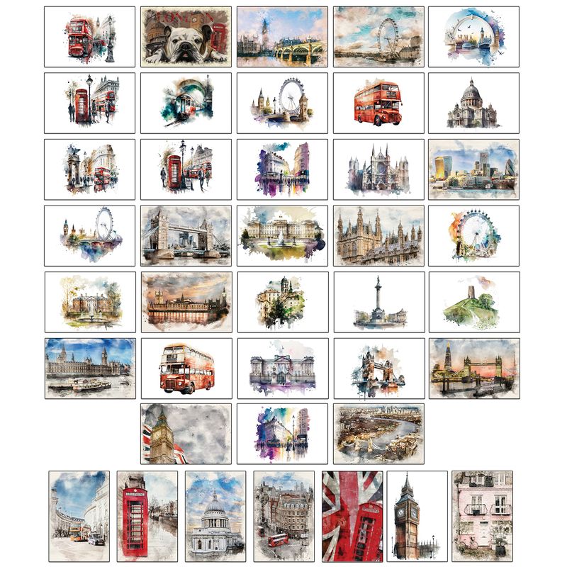 40 London in Watercolours Postcards - 40 Different London Inspired ...
