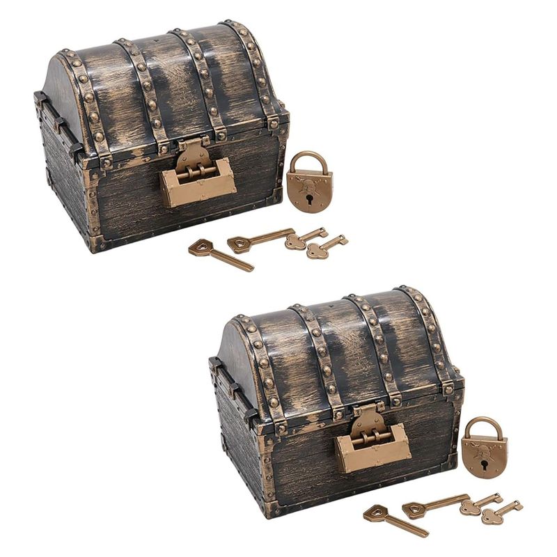 cobalt planet Treasure Chest with Key Treasure Box Retro Design Padlock ...