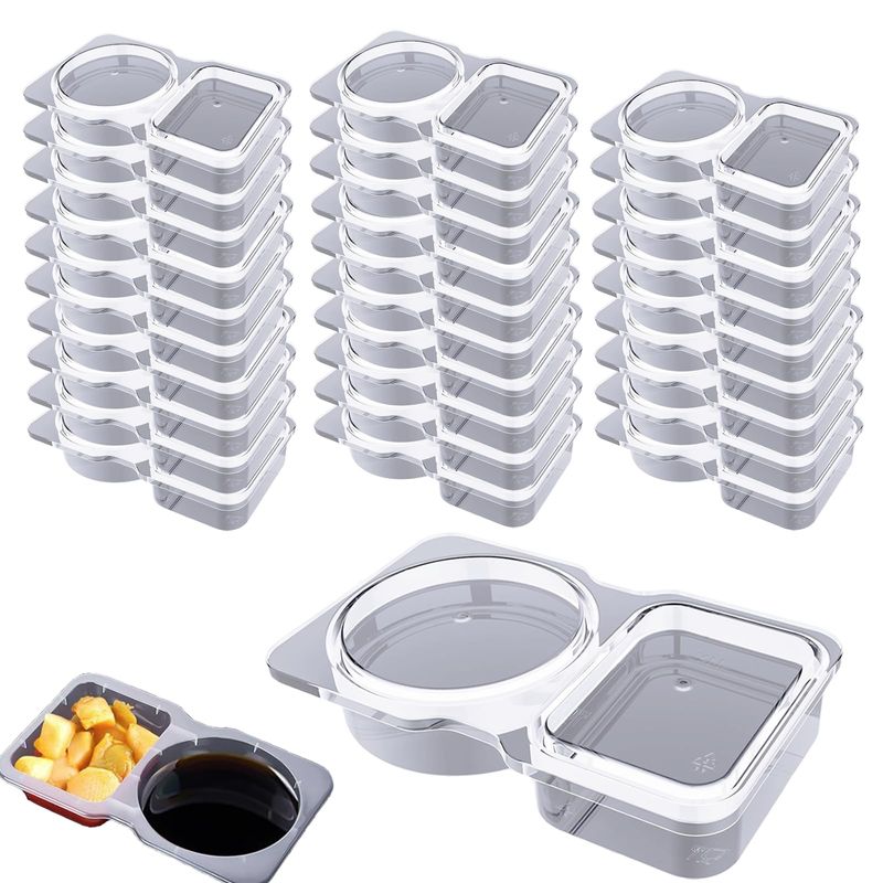 Double Compartment Condiment Containers with Lids, Newly Upgraded ...