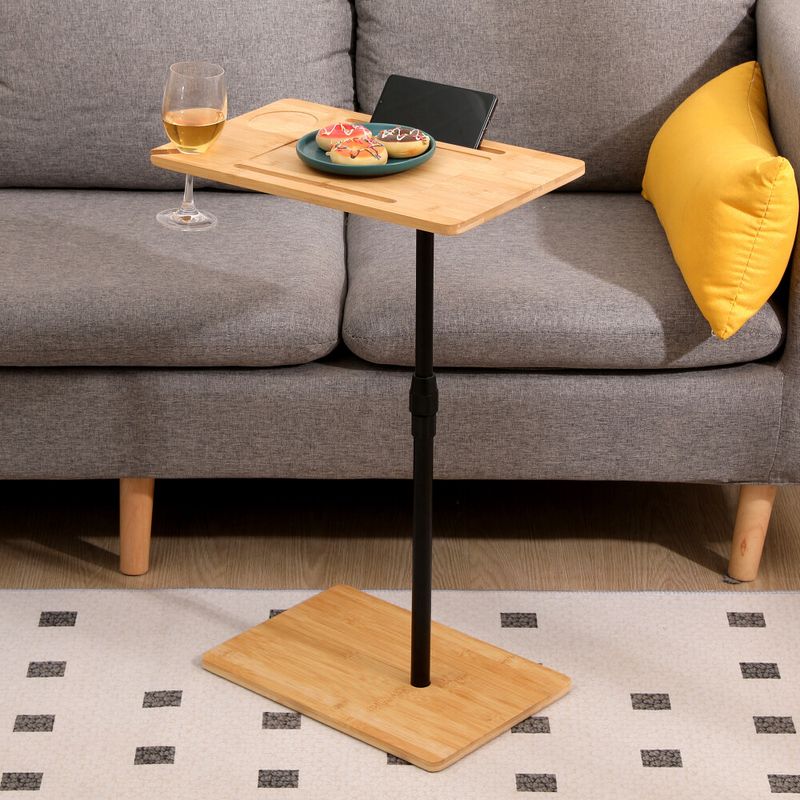 C-Shaped End Table for Couch Arm Side Table with 360° Rotating Height ...