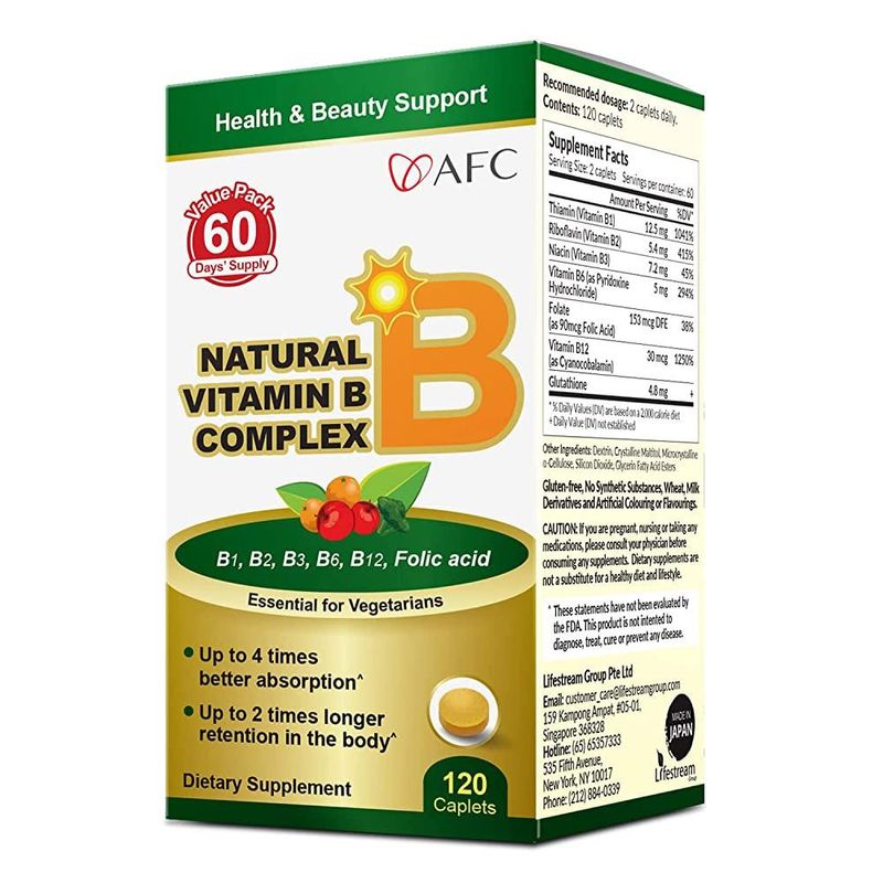 Vitamin B Complex B1 B2 B3 B6 B12 Folic Acid Glutathione Yeast Extract ...