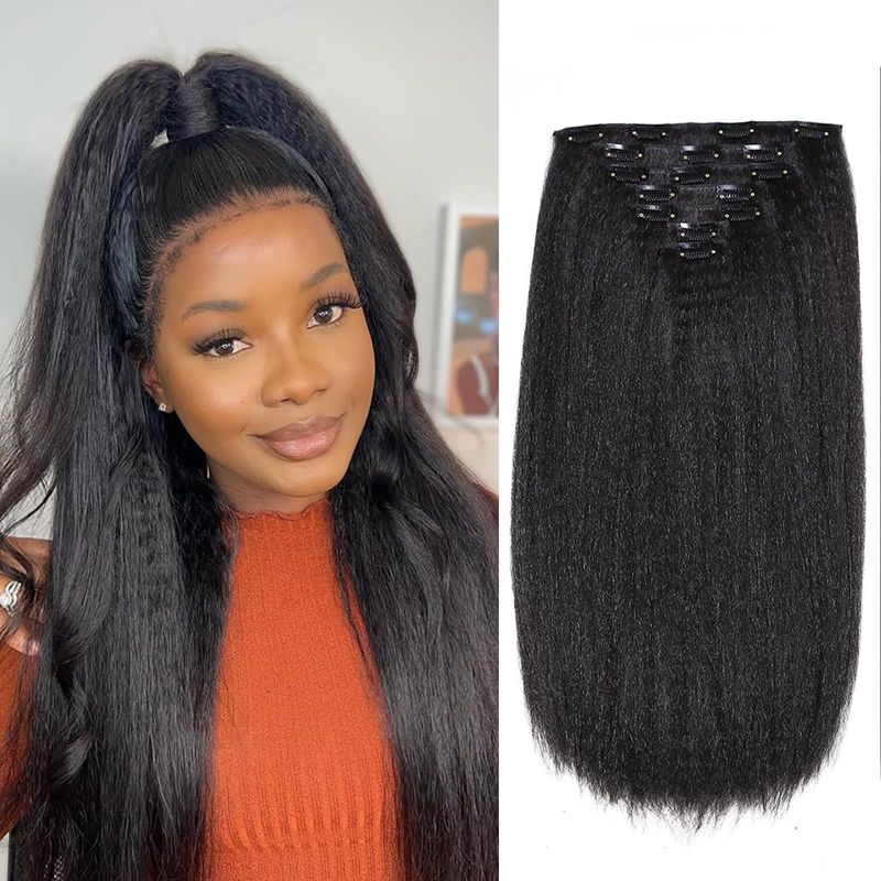 Yargel Hair 22 Inch Kinky Straight Clip in Hair Extensions for Black ...